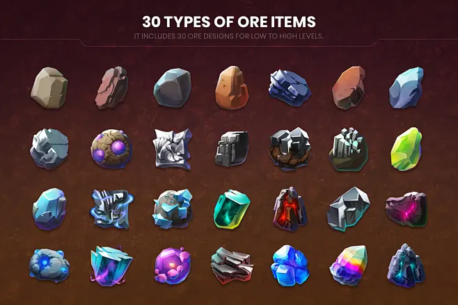2D Icons - Fantasy Ore Item-素材/设计师的最佳资源-GAMEUI.NET-游戏UI/UX学习、交流、分享平台-花瓣网