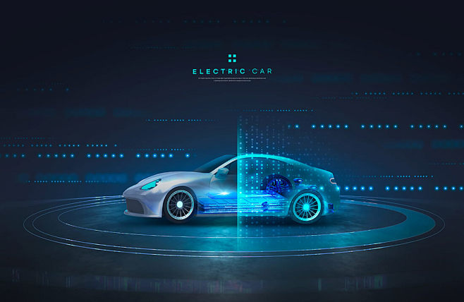 Electric Car Vision 14款未来科幻电动智能新能源汽车主视觉海报设计ps分层素材源文件 - UIGUI