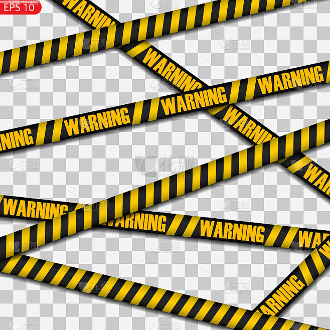 Black and yellow caution lines isolated