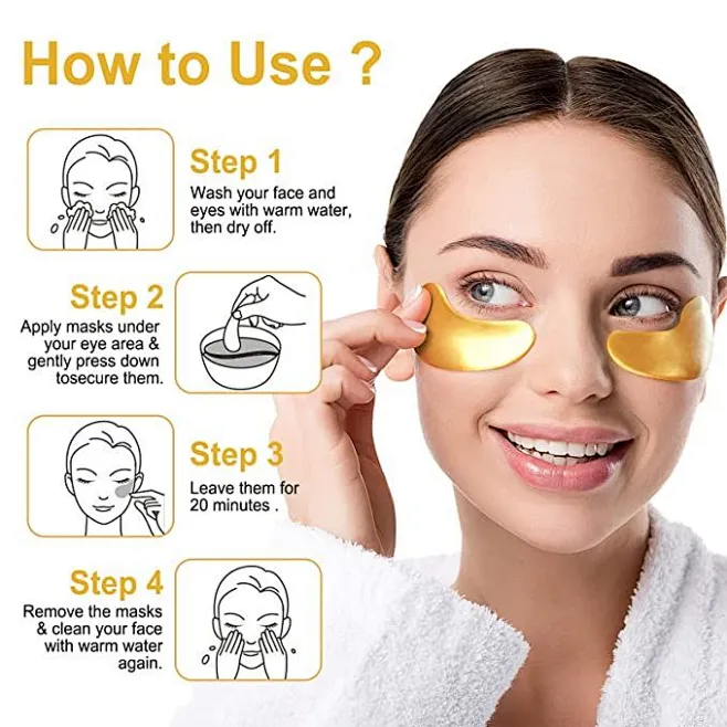 This Eye Mask set includes 30 pairs of 24K Gold Under Eye Patches ...