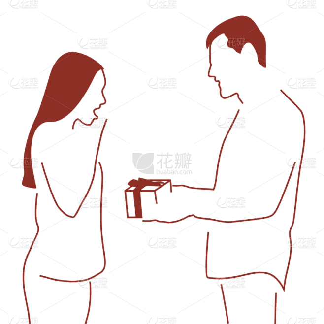 情人节简笔画-送礼物