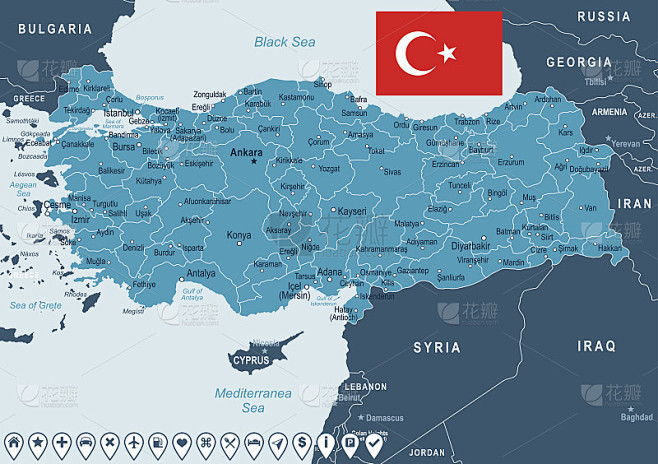 土耳其-地图和旗帜â 插图