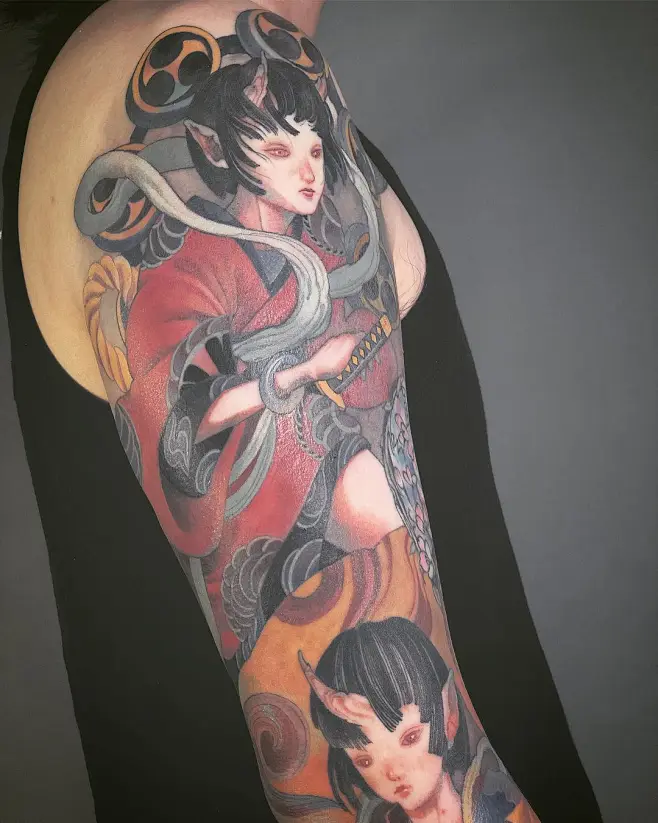 Kubrick Ho在 Instagram 上发布：“Fujin Raijin. #tattoo #風神雷神 #colortattoo # ...
