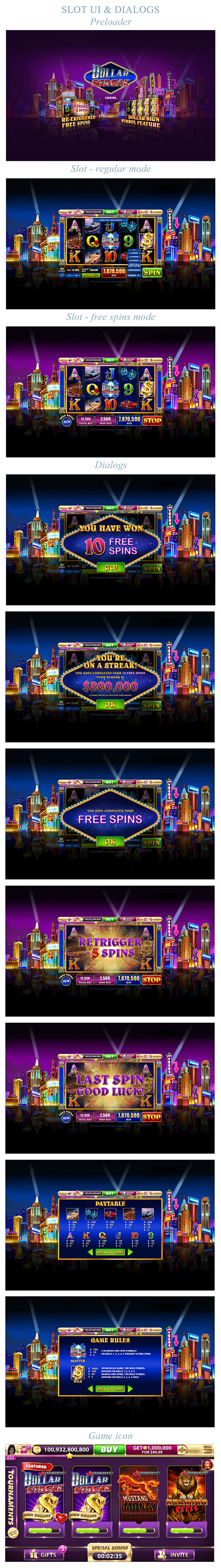 "Dollar streak" slot machine UI & dialogs : Adaptation of the slot ...