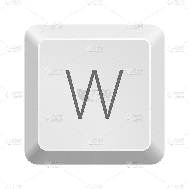按钮w图标矢量插图。