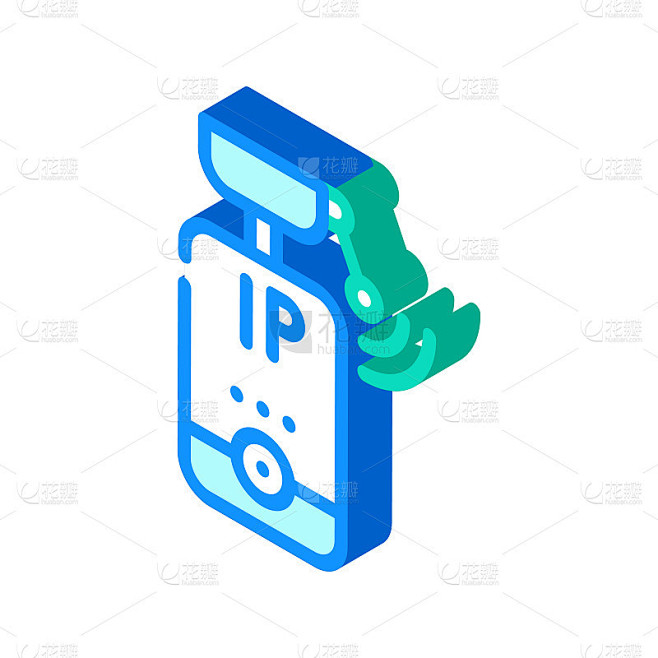 IP摄像机等距图标矢量插图颜色