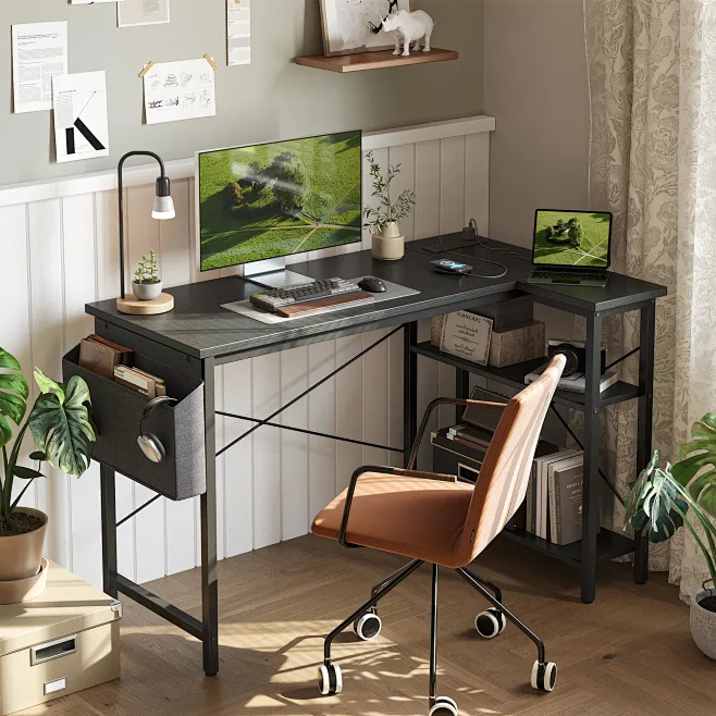 Amazon.com: TIQLAB Small Computer Desk with Power Outlets, 40 Inch L ...