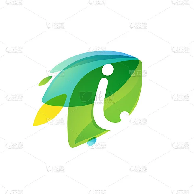 字母I标志在动态叶相交形状。素材-花瓣网