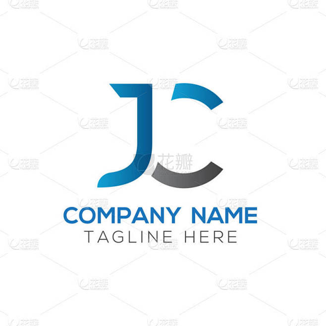 创意字母Jc标志设计向量模板。 首字母连字符Jc标志设计
