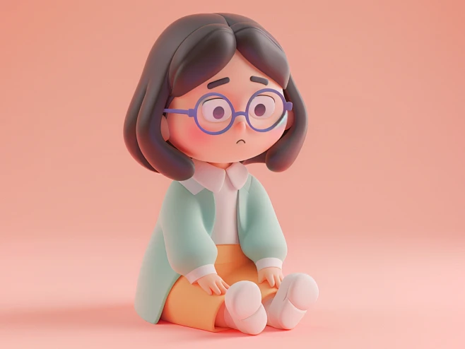 Cartoon of a Sad Girl Sitting Alone 3d 3d blender 3d cartoon 3d design ...