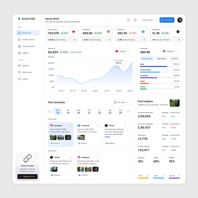 Social Orbit - Social Media Management - UX/UI :: Behance-花瓣网