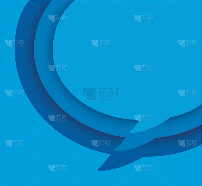 蓝色背景上的蓝色空白语音气泡。矢量图