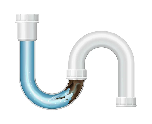 Realistic pipe with clogged drain in canalization. cleaning clogged ...