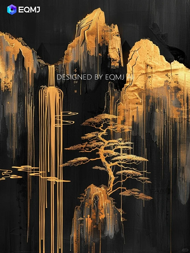 大美国风丨EQMJ AI绘制黑金瀑布山水画_3_EQMJ官方代言人_来自小红书网页版-花瓣网