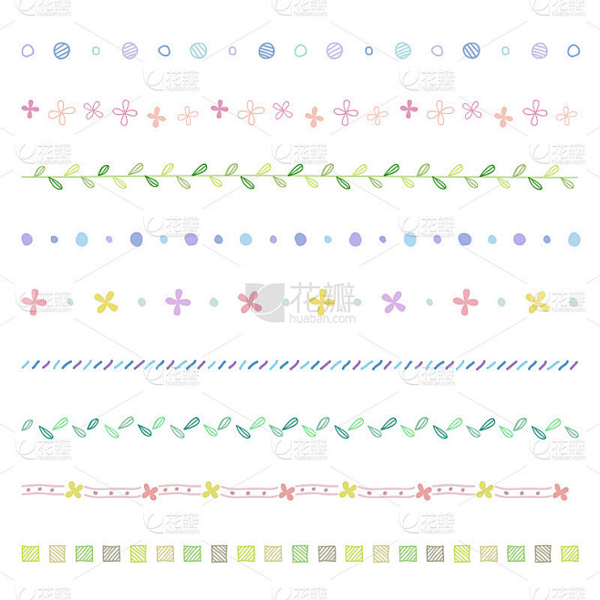 Set of pastel line borders.