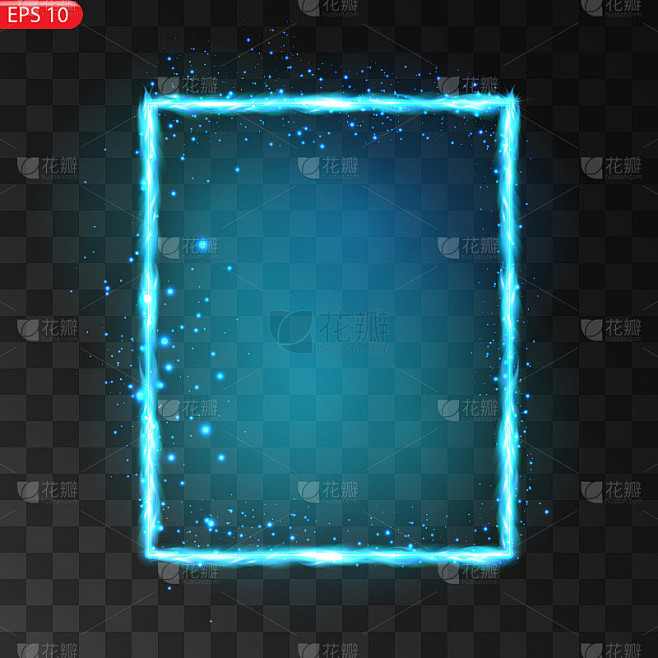 Glowing frames on transparent background. Square g