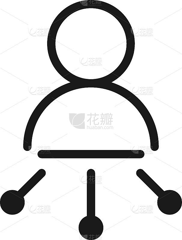 经销商行图标。有经销商标志的用户。轮廓矢量符号，线形象形孤立在白色上。象征,标志说明。