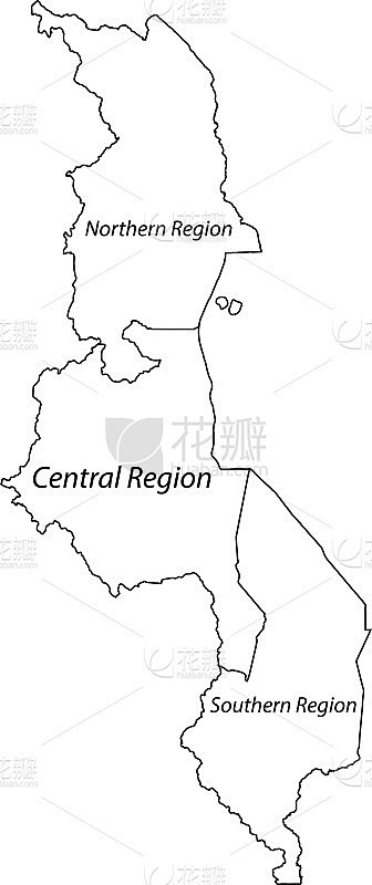 马拉维白色地图