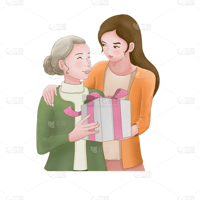 卡通感母亲节母女元素贴纸