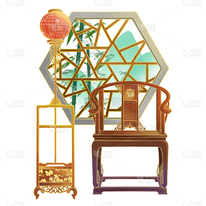 中国风家具装饰贴纸-椅子