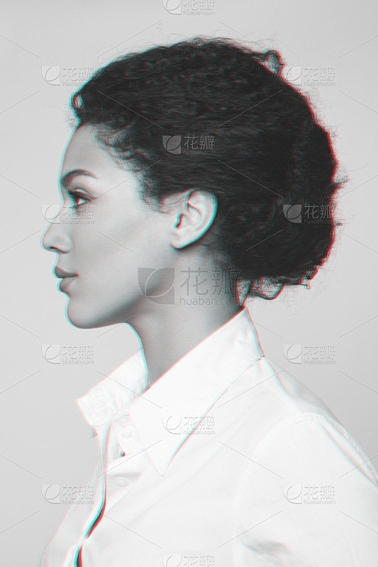 侧面像,特写,注视镜头,图像特效,侧面视角,垂直画幅,美,非裔美国人