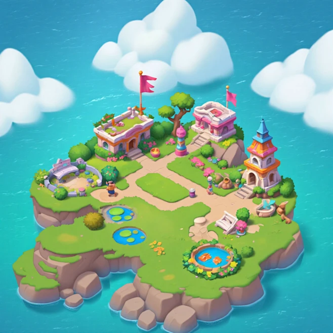 俯视Q版自然场景-LoRA-无锋-LiblibAI-花瓣网