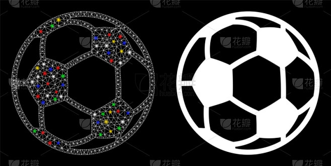 flare mesh 2d football ball icon with flash spots