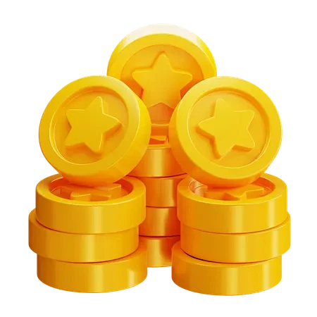 Star Coins 3D Icon-花瓣网