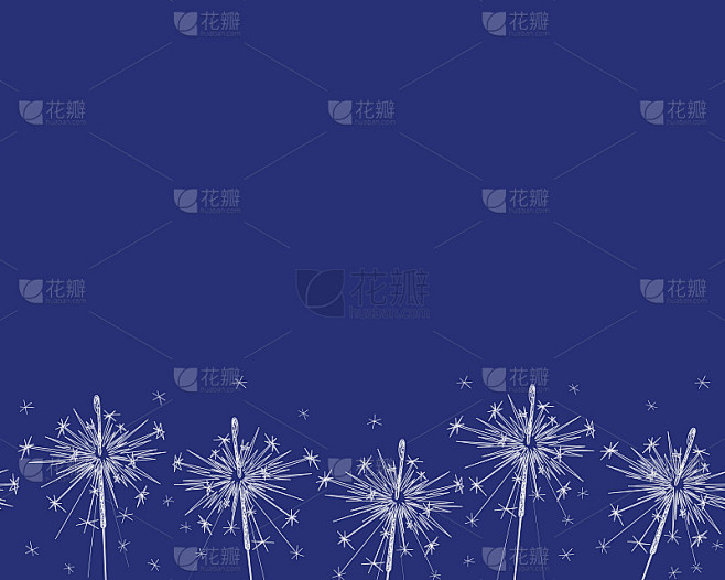Seamless border with sparklers line art