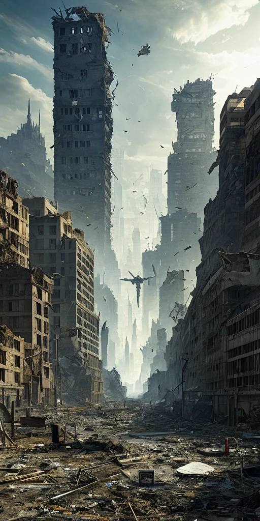 best quality, 8k, masterpiece, dusty, failed society, destroyed ...