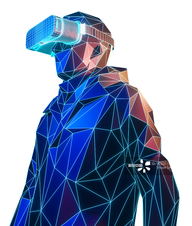 low-poly风格戴VR眼睛的人物元素图片素材
