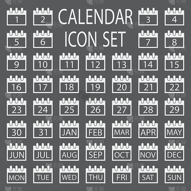 Calendar Icon Set Vector Illustration