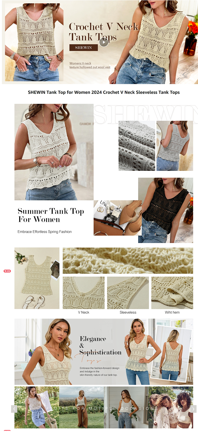 SHEWIN Spring Tops for Women 2024 Casual V Neck Crochet Sweater Vest ...