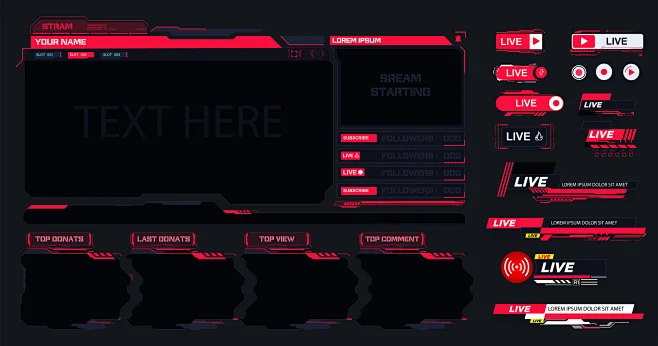 STREAM OVERLAY TEMPLATE in HUD style : Live stream. Digital frame ...