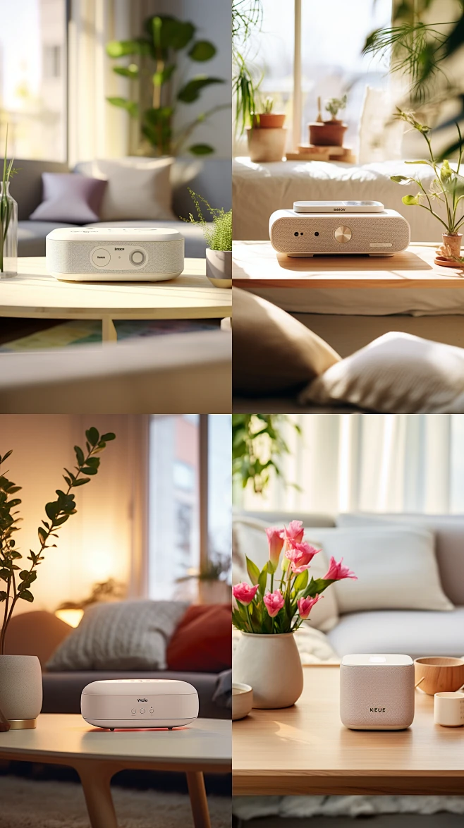 A stereo sitting on a table in the living room of your home , with a ...