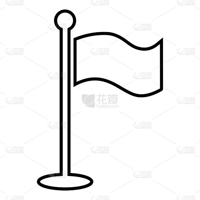 国家，旗帜轮廓图标。艺术线条矢量。