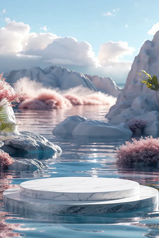 no humans, sky, outdoors, flower, scenery, day, cloud, water, blue ...