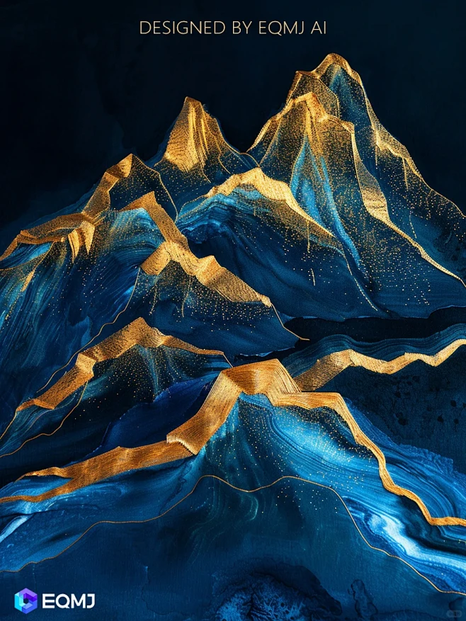 大美国风丨EQMJ AI绘制发光鎏金写意山水画 - 小红书-花瓣网