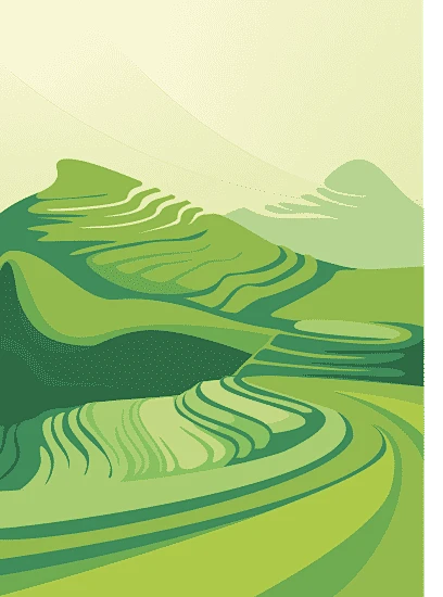 Rice Terraces Illustration-花瓣网