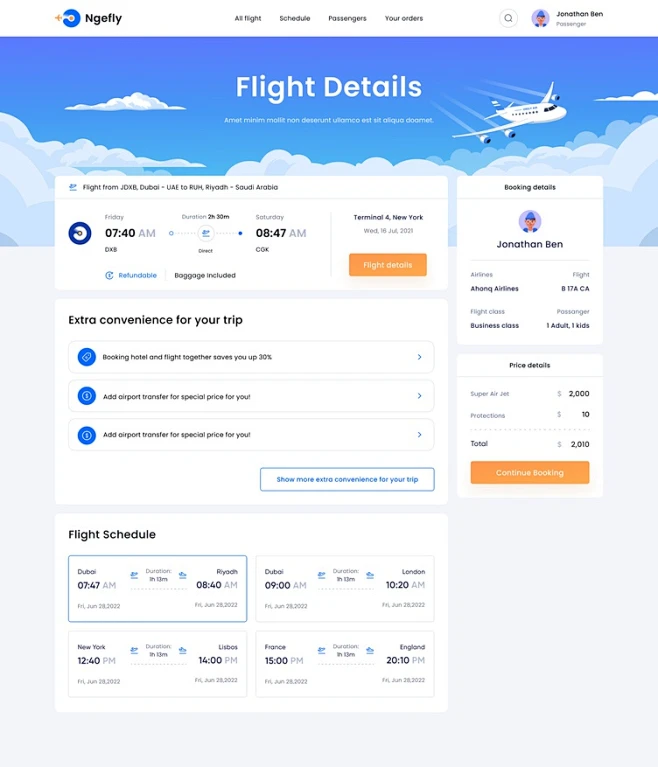 Flight Booking Page 机票-花瓣网