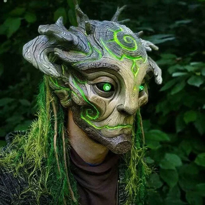 Amazon.com: CAFELE Forest Spirit Elf Led Mask with Headdress, Realistic ...
