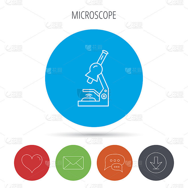 显微镜图标。医学实验室设备。