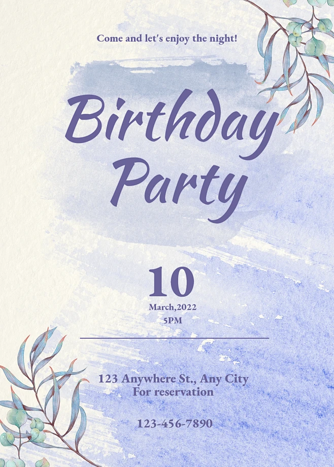 Hand-Painted Leaf Birthday Invitation letter素材-花瓣网