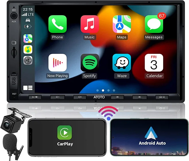 ATOTO F7 XE Wireless CarPlay & Wireless Android Auto Double-DIN Car ...