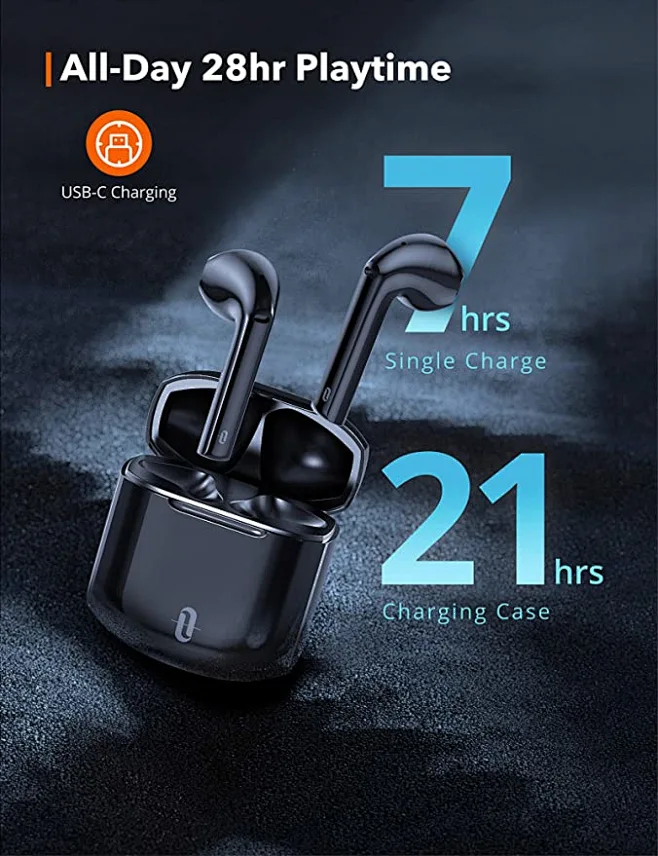 TaoTronics SoundLiberty 95 True 无线耳塞蓝牙 5.0 带 aptX 编解码器 Hi-Fi 音频,深低音,双 ...