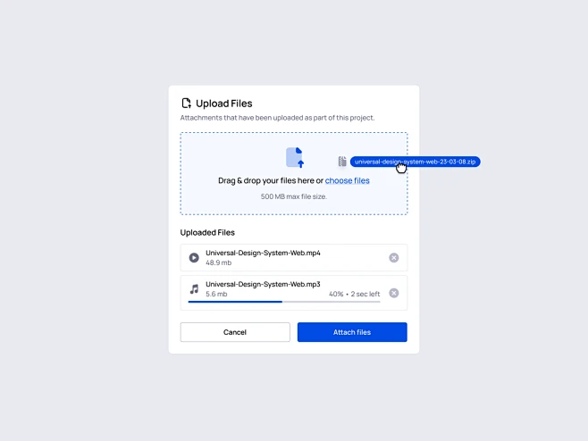上传文件 123done attach clean design 设计系统拖放 figma file file upload files ...