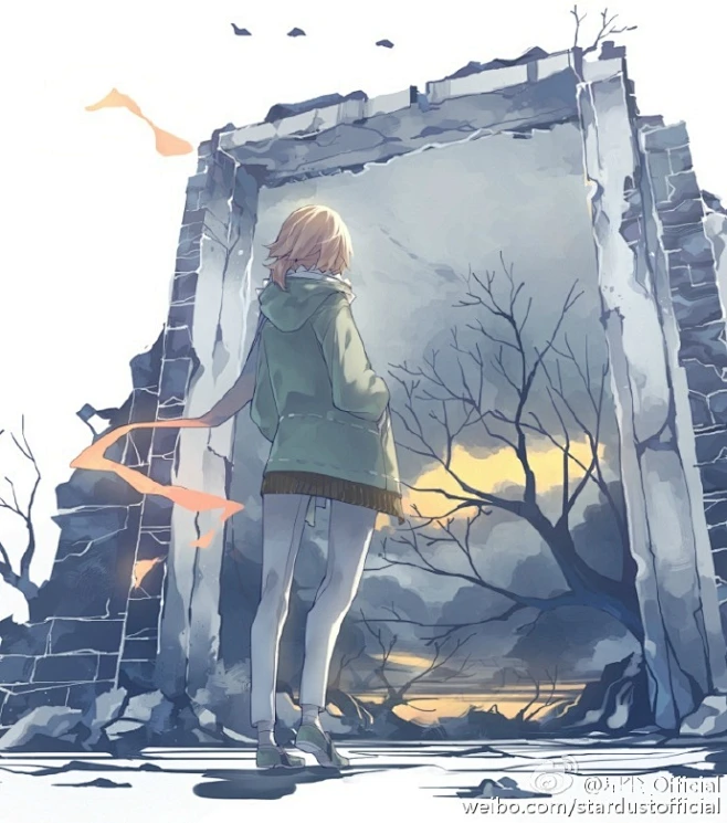 #星尘降临日#官方画集参与画师介绍，这次为大家介绍的是aZLing！aZLing老师画风独特，构图别树一格。其画作多以白色主调与其他颜色配搭 ...