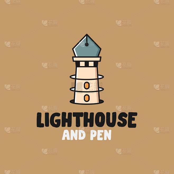 lighthouse and pen logo design inspiration