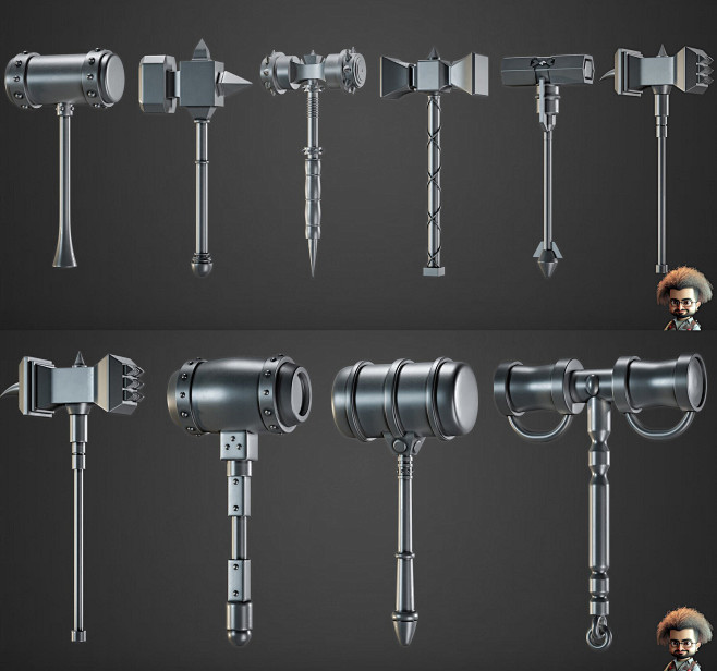 西方 欧洲中世纪 武器 双手、单手武器 钝器 狼牙棒 连枷 流星锤 棍棒 铁锤 战锤 骑士战士装备
