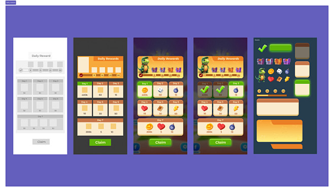 Daily reward casual game UI